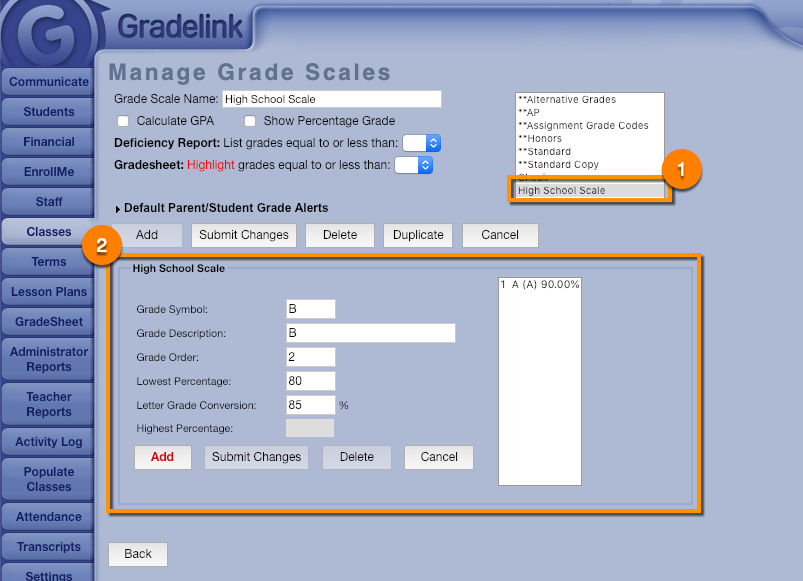 Creating a Grade Scale