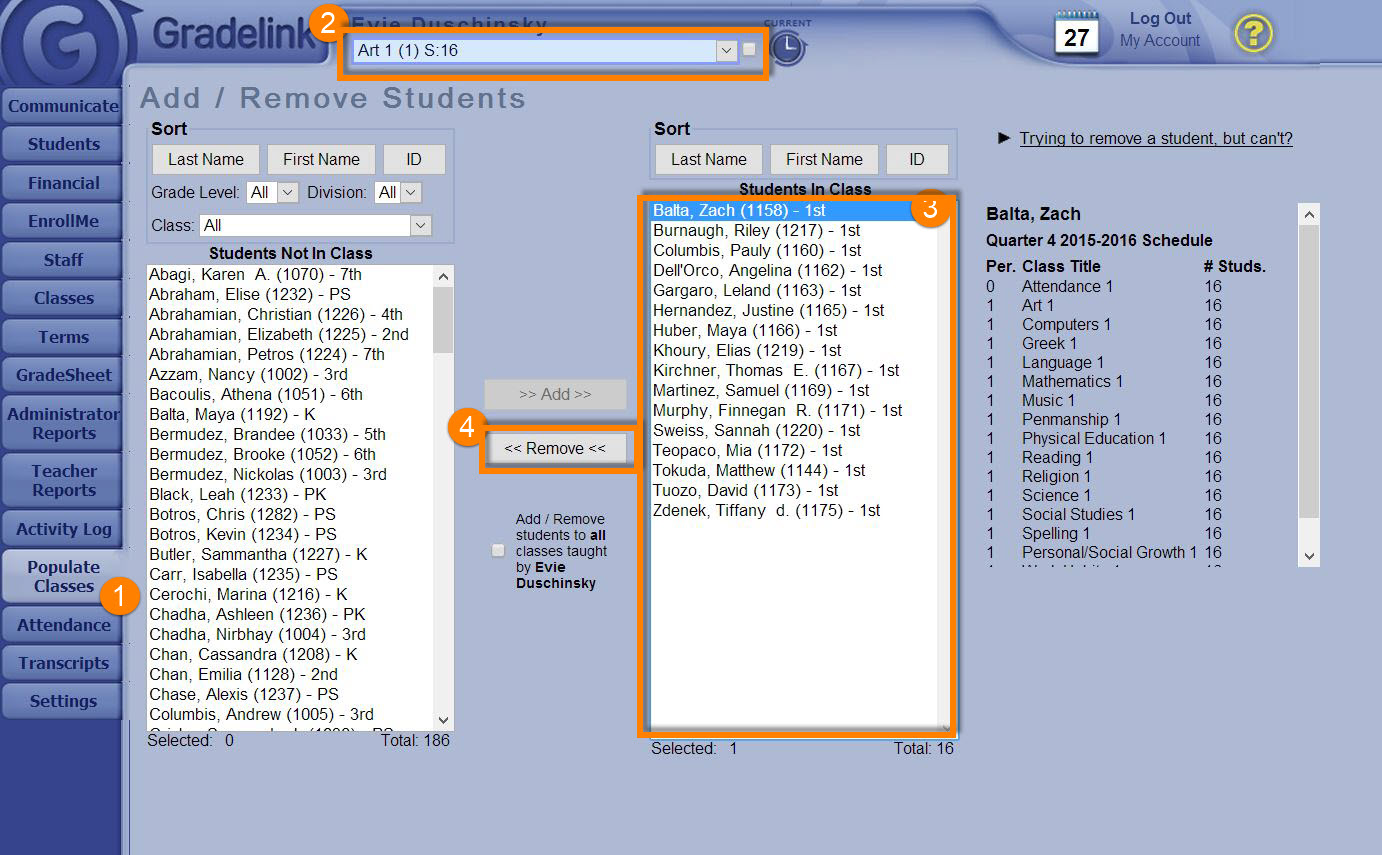 Removing a Student from a Class