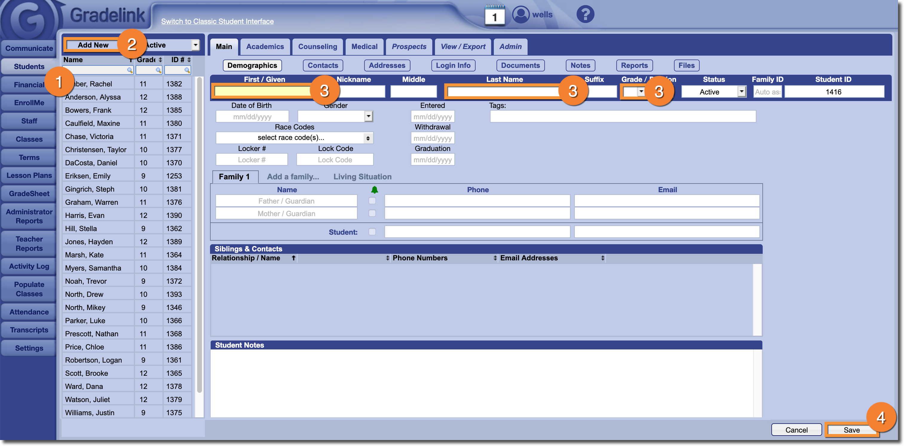Creating a New Student