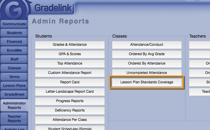 Lesson Plan Standards Coverage Report