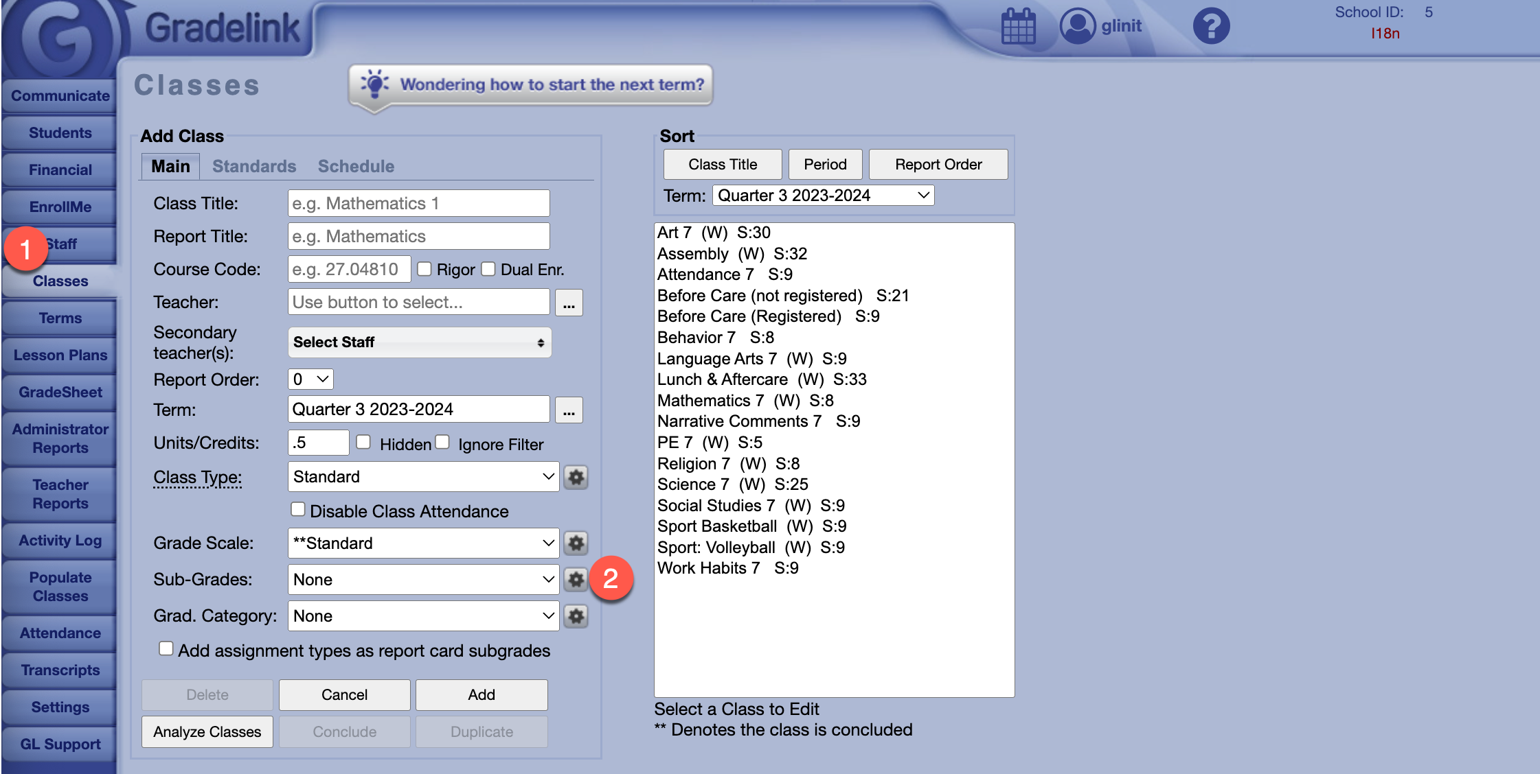How do I view sub-grades?